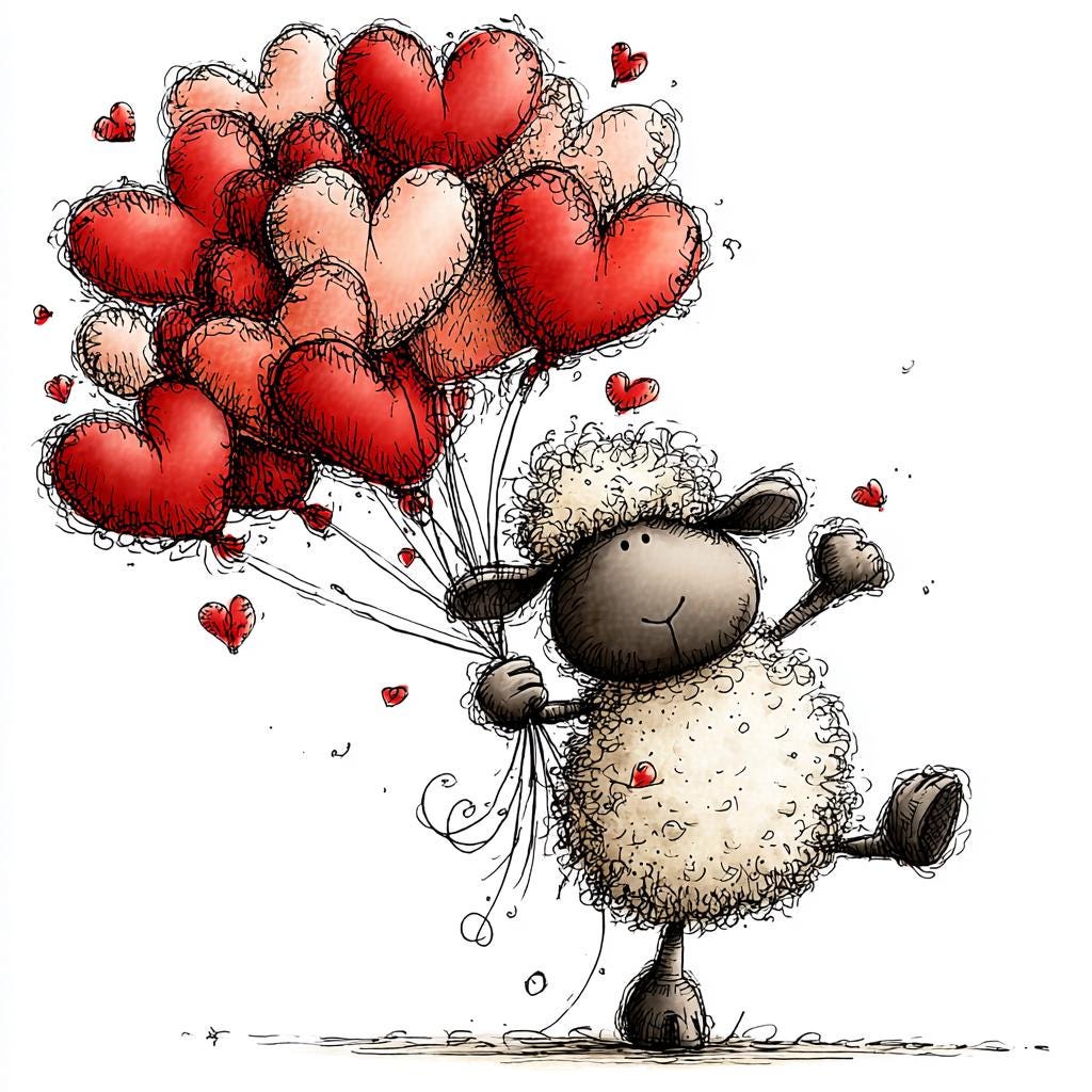 36 JPG Funny Valentine Sheep Clipart Bundle: Love Graphics (commercial ...