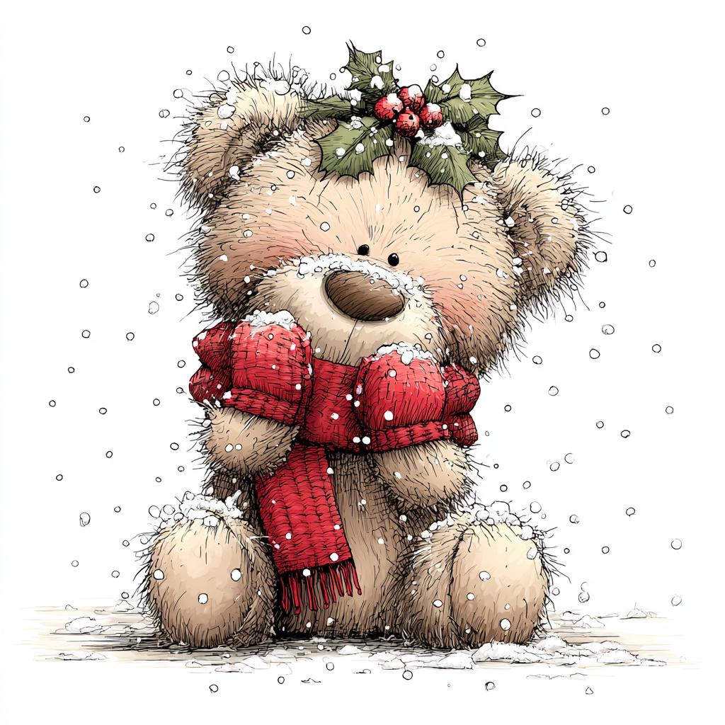 Christmas Bear Clipart: Whimsical Holiday JPG Graphics (digital ...