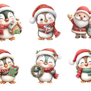 Christmas Penguins Clipart Bundle,x-mas Clipart,holiday Penguin ...