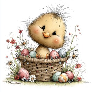 36 JPG Whimsical Easter Clipart: Spring Lamb Bunny Chicken Graphics ...