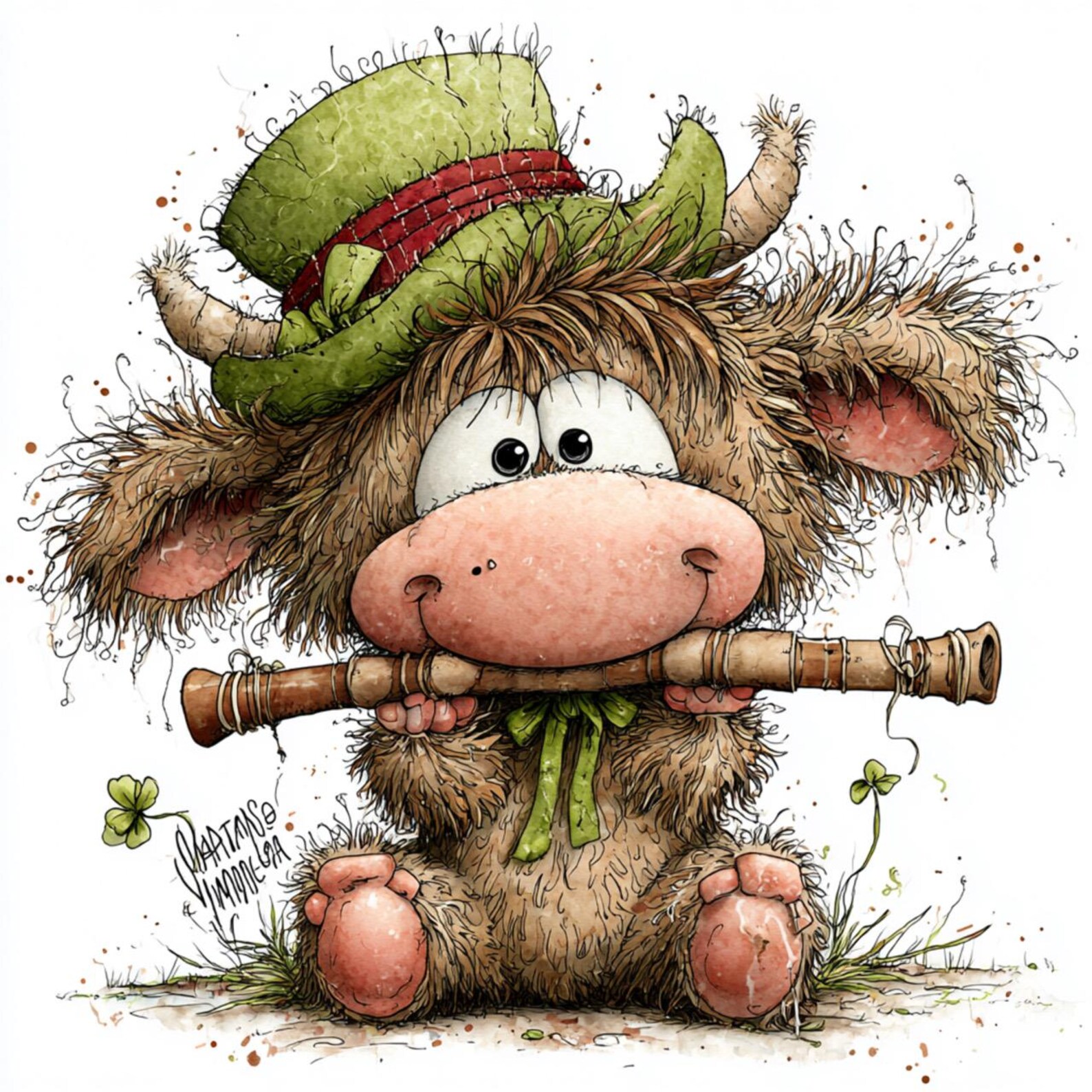 28 JPG Whimsical St. Patrick’s Day Highland Cow Clipart – Cute Lucky ...