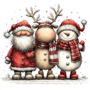 Santa & Reindeer Christmas Clipart – Festive Holiday Graphics – Digital ...