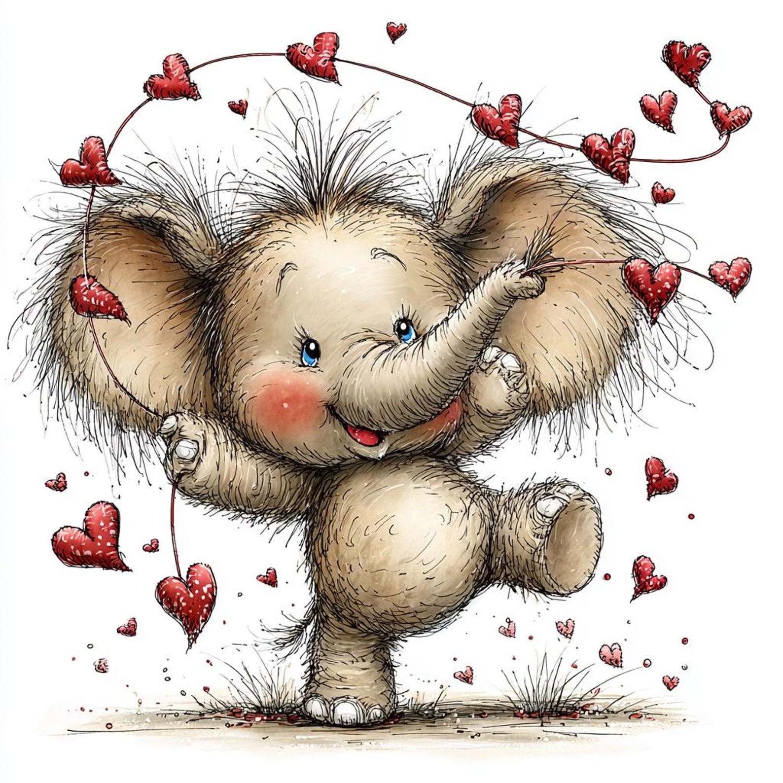 35 JPG Valentine Clipart – Cute Elephant Valentine – Whimsical Love ...