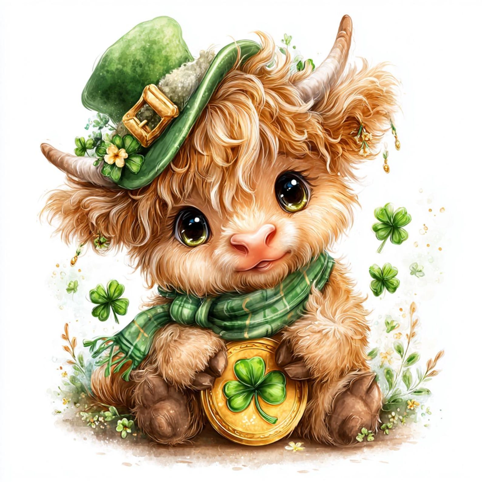 38 JPG St. Patrick’s Day Highland Cow Clipart – Cute Lucky Irish Cow ...