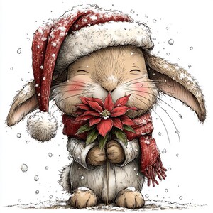 Whimsical Christmas Bunny Clipart – Watercolor Holiday Illustrations ...