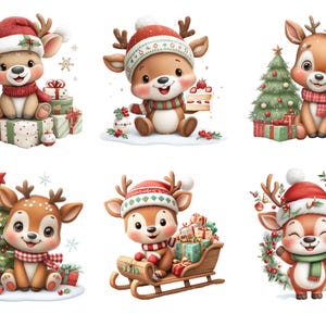 Christmas Reindeer Clipart Bundle, Festive Reindeer Graphics Designs ...