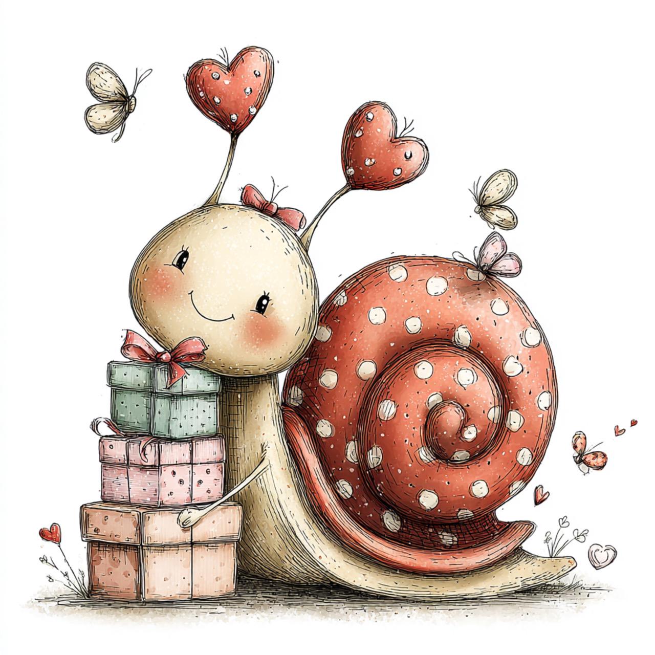 29 JPG Valentine's Day Snail Love Clipart: Whimsical Graphics (digital ...