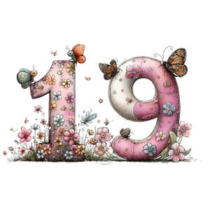 Birthday Watercolor Numbers – Cute JPG Illustration Set – Ideal for ...