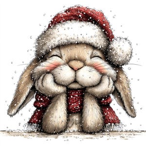 Christmas Bunny Clipart – Whimsical Watercolor Illustrations – Cute ...