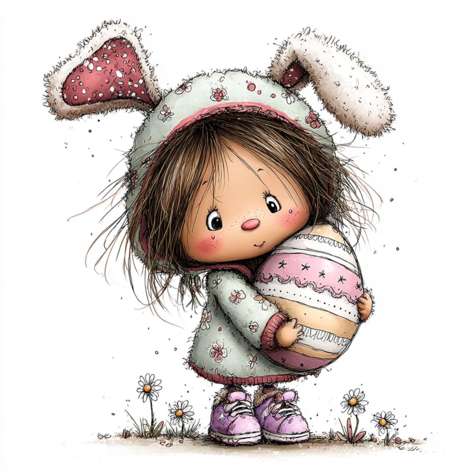 45 JPG Watercolor Easter Kids Clipart: Bunny Costumes Eggs Spring ...