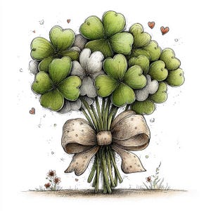 21 JPG Saint Patrick’s Day Bouquet Clipart, Shamrock Spring Bouquet ...