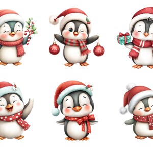 Christmas Penguins Clipart Bundle,x-mas Clipart,holiday Penguin ...