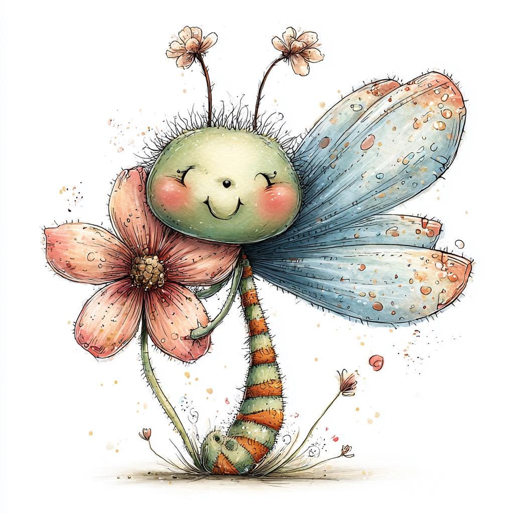 34 JPG Whimsical Spring Dragonfly Clipart – Cute Quirky Dragonfly Bug ...