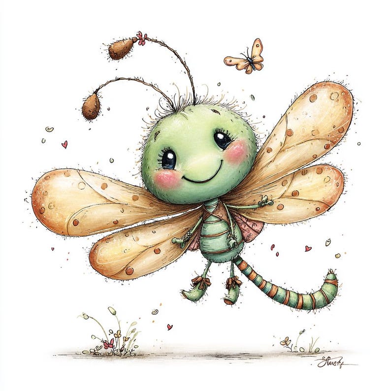 34 JPG Whimsical Spring Dragonfly Clipart – Cute Quirky Dragonfly Bug ...