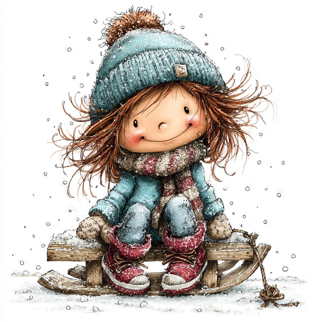 35 JPG Whimsical Winter Little Girl Clipart – Cute Kids Snow Art, Cozy ...