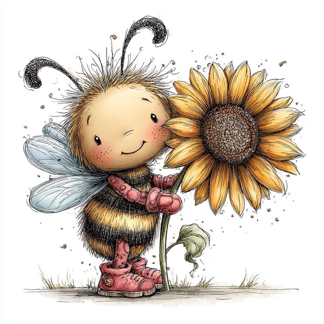 32 JPG Spring Bee Clipart – Playful Floral Bumblebee Illustrations for ...