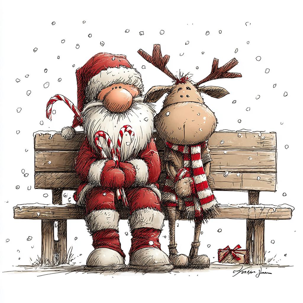 Santa & Reindeer Christmas Clipart – Festive Holiday Graphics – Digital ...