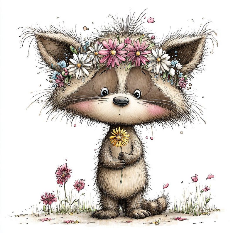Spring Animals Clipart – Whimsical Creatures JPG, Cute Floral Woodland ...