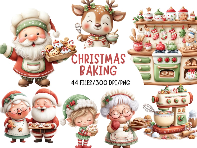 Christmas Baking, Santa's Bakery Clipart, Christmas Baking Clip Art ...