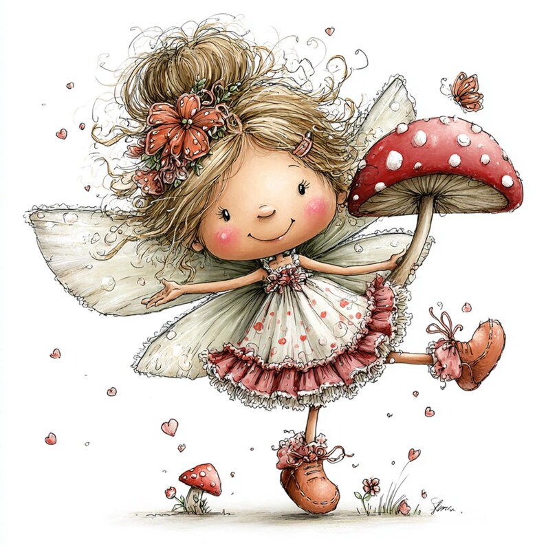 28 JPG Fairy Mushroom Clipart – Whimsical Watercolor Fairy Girl ...