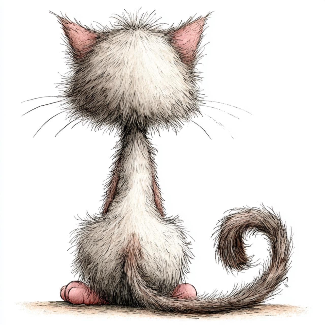 23 Cats From Behind JPG Clipart, Watercolor Back View Cats, Cute Cat ...