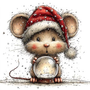 Christmas Mouse Clipart – Whimsical Watercolor Illustrations – Cute ...