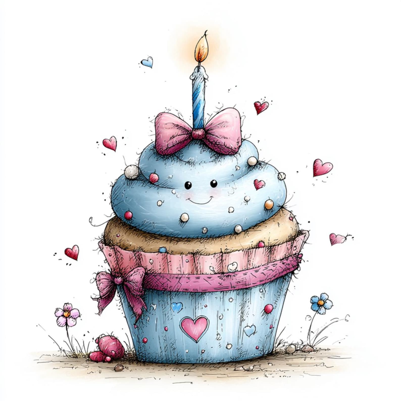 20 JPG Whimsical Cupcake Birthday Graphics – Celebration Cake Clipart ...