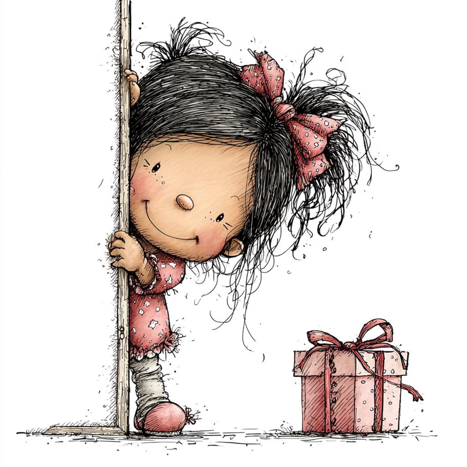 50 JPG Whimsical Peeking Girl Clipart – Cute Valentine Girl Art JPG ...