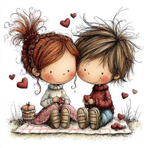 Lovers Valentine's Day Clipart: Whimsical Graphics (digital Download ...