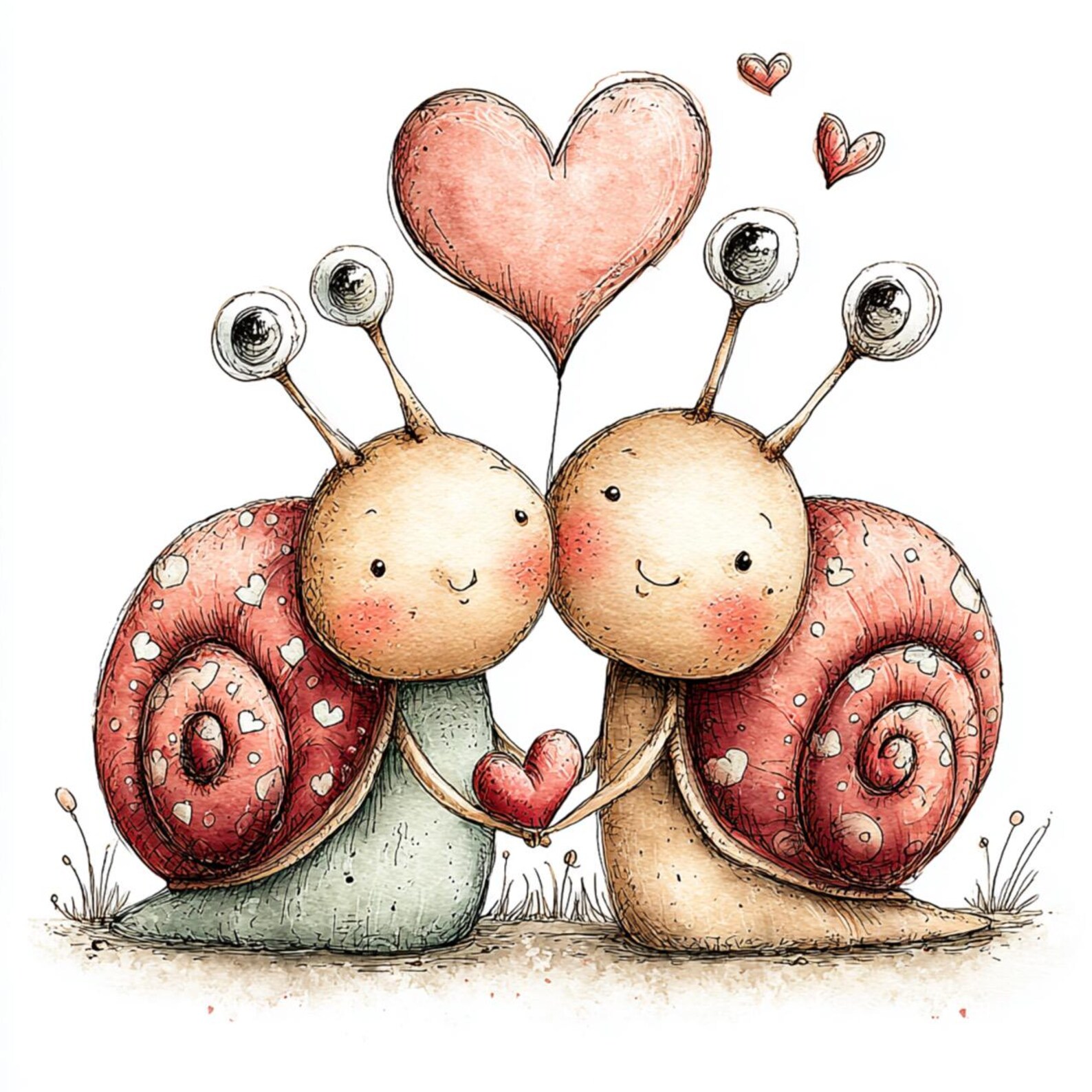 29 JPG Valentine's Day Snail Love Clipart: Whimsical Graphics (digital ...