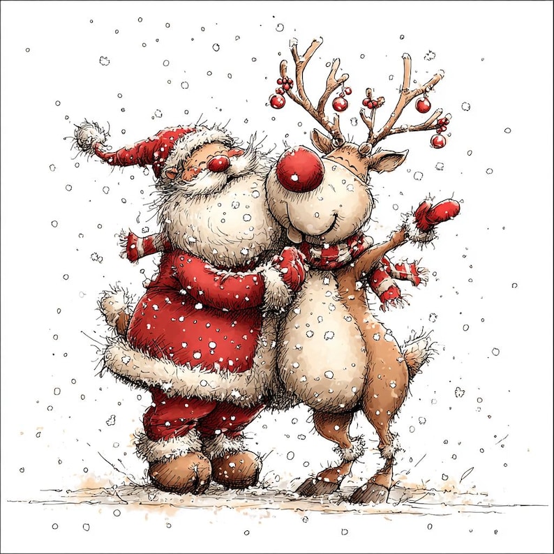 Watercolor Santa & Reindeer Clipart: Christmas Holiday Art (33 Jpgs) - Etsy