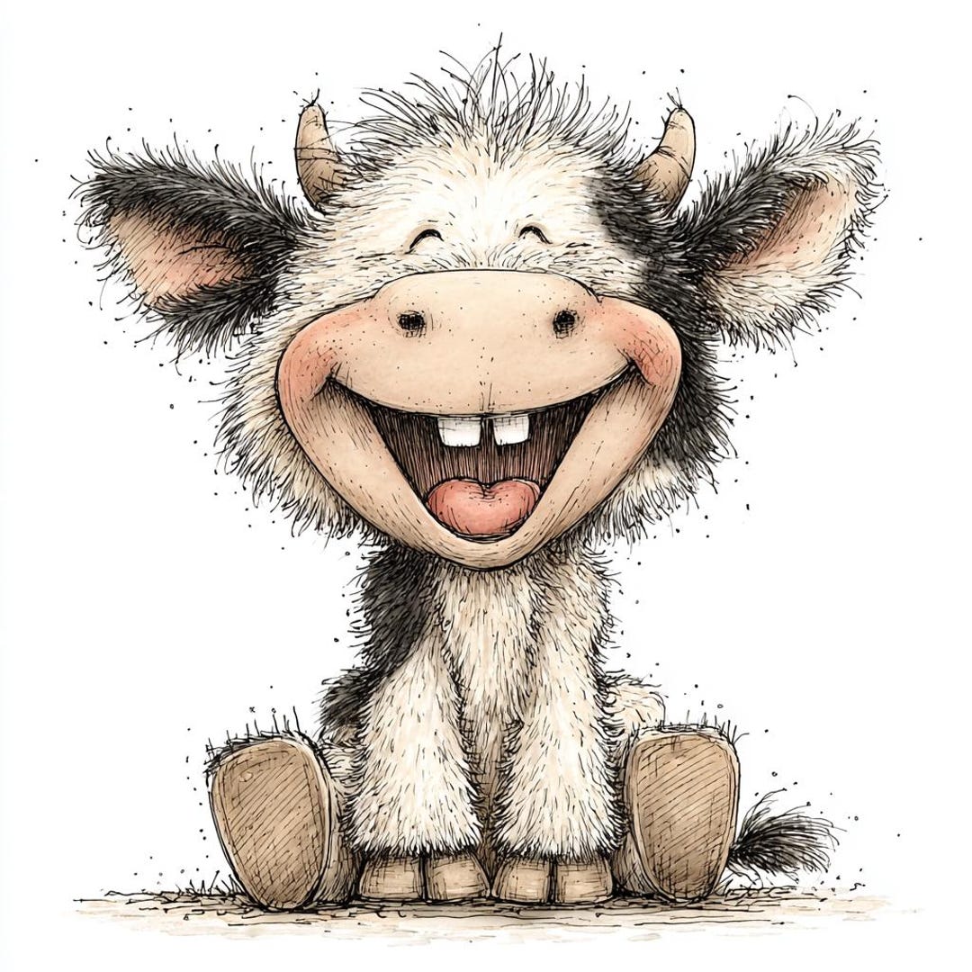 27 JPG Whimsical Farm Animals Clipart – Cute Cow, Lamb Pig Sitting ...