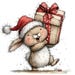 Christmas Bunny Clipart – Whimsical Watercolor Illustrations – Cute ...