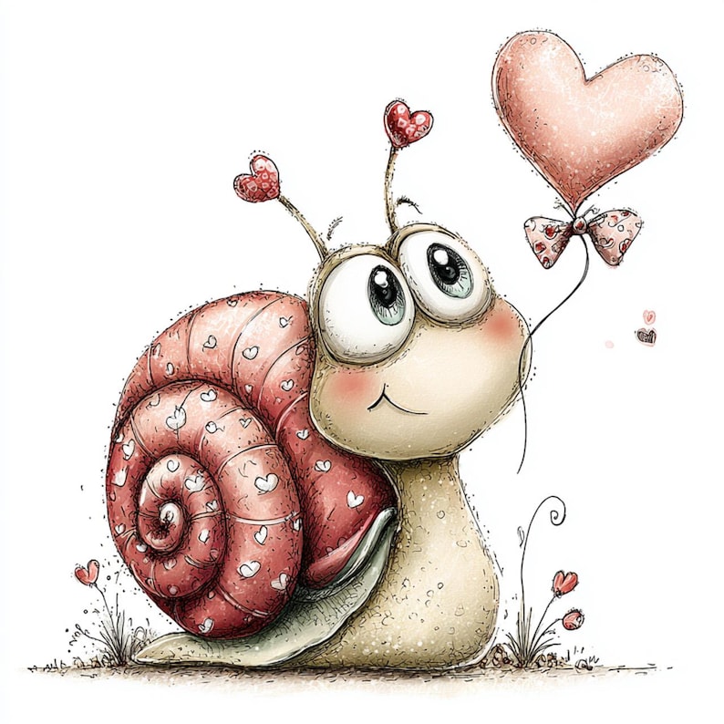 29 JPG Valentine's Day Snail Love Clipart: Whimsical Graphics (digital ...