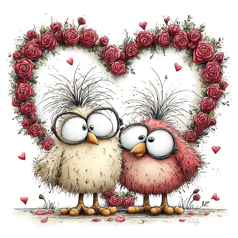 44 JPG Whimsical Valentine Bird Clipart – Cute Watercolor Love Birds ...