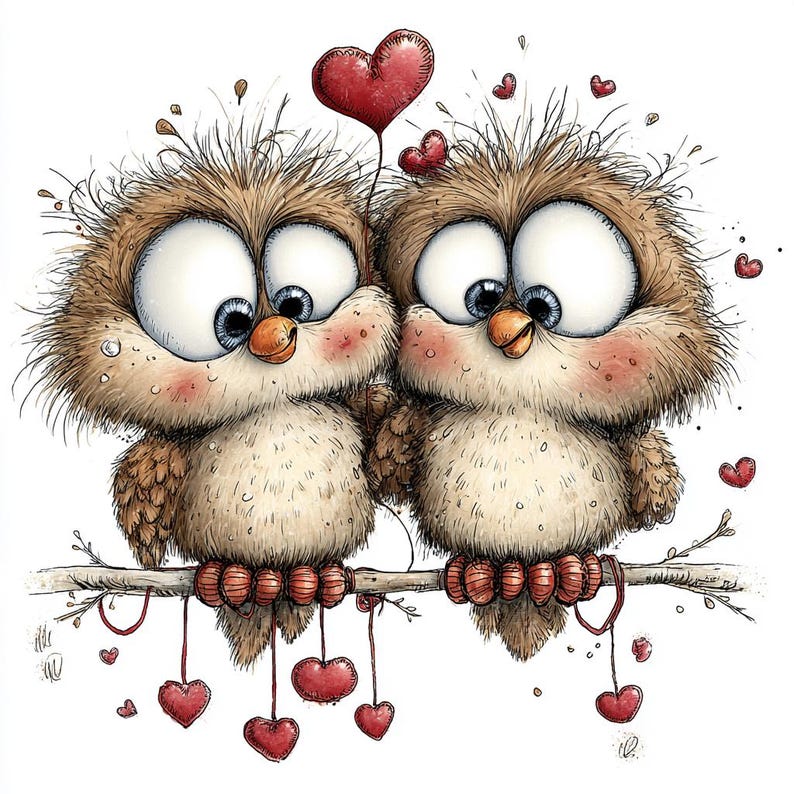 34 JPG Valentine's Day Owls Clipart, Whimsical Love Nursery Graphics ...