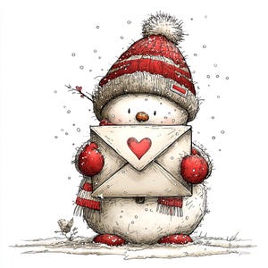 48 JPG Whimsical Snowman Valentine Clipart – Cute Love Snowman Art ...