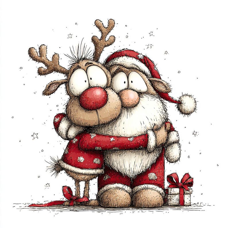 Santa & Reindeer Christmas Clipart – Festive Holiday Graphics – Digital ...