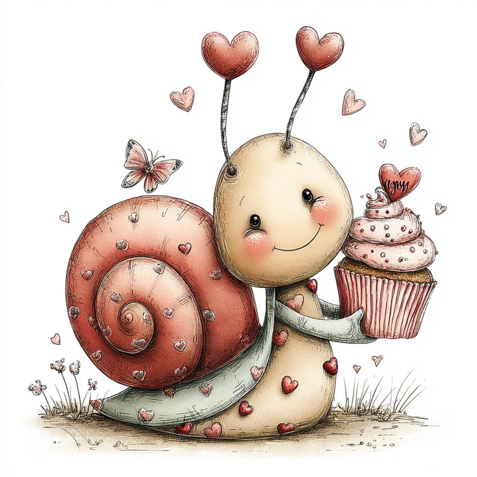 29 JPG Valentine's Day Snail Love Clipart: Whimsical Graphics (digital ...