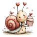 29 JPG Valentine's Day Snail Love Clipart: Whimsical Graphics (digital ...