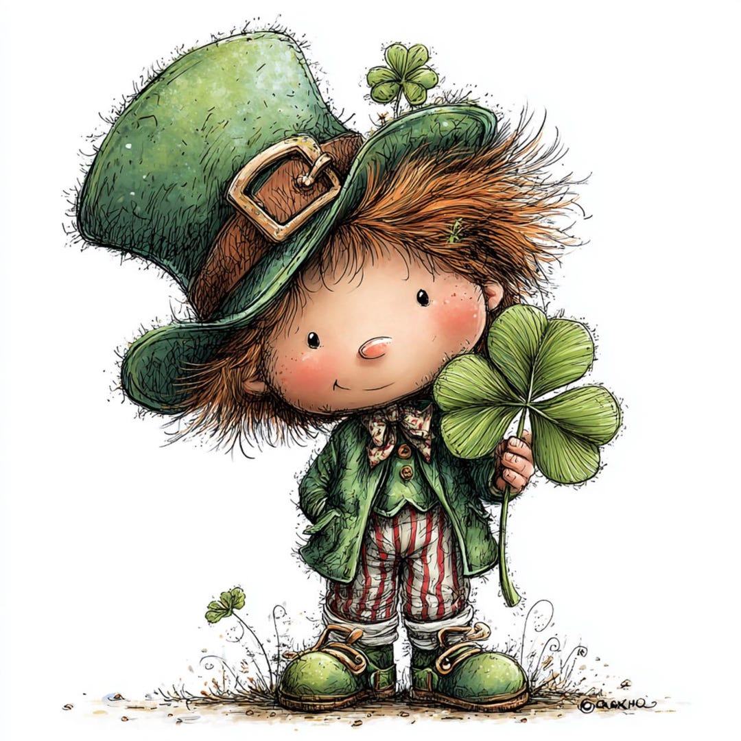 33 JPG Whimsical St. Patrick’s Day Leprechaun Boy Clipart – Cute Irish ...