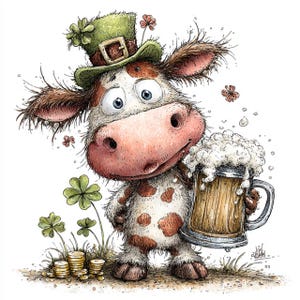 27 JPG Whimsical St. Patrick’s Day Farm Animals Clipart – Cute Lucky ...