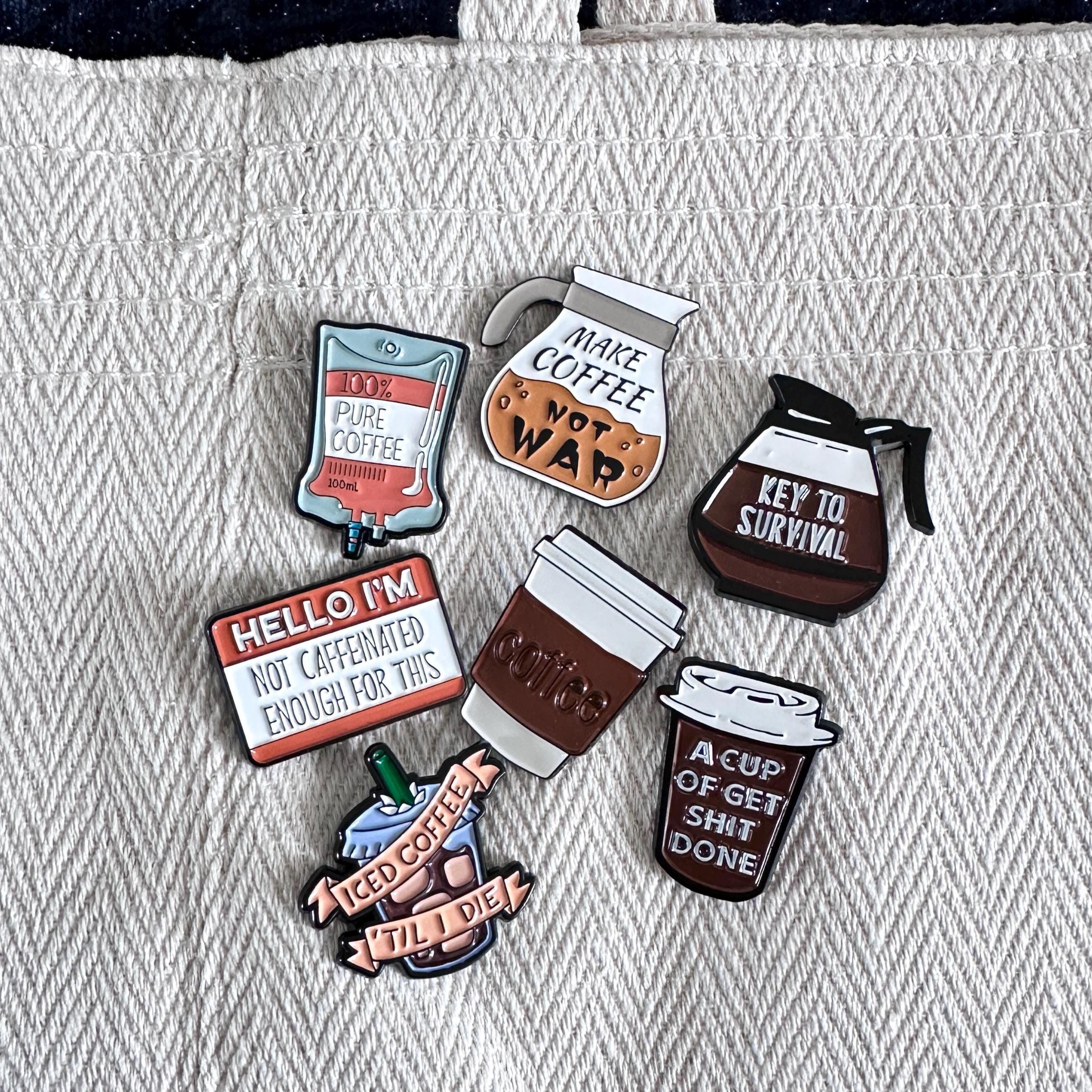 Cute Coffee Enamel Pins, Coffee Badge, Coffee Cup and Pot Brooch for ...