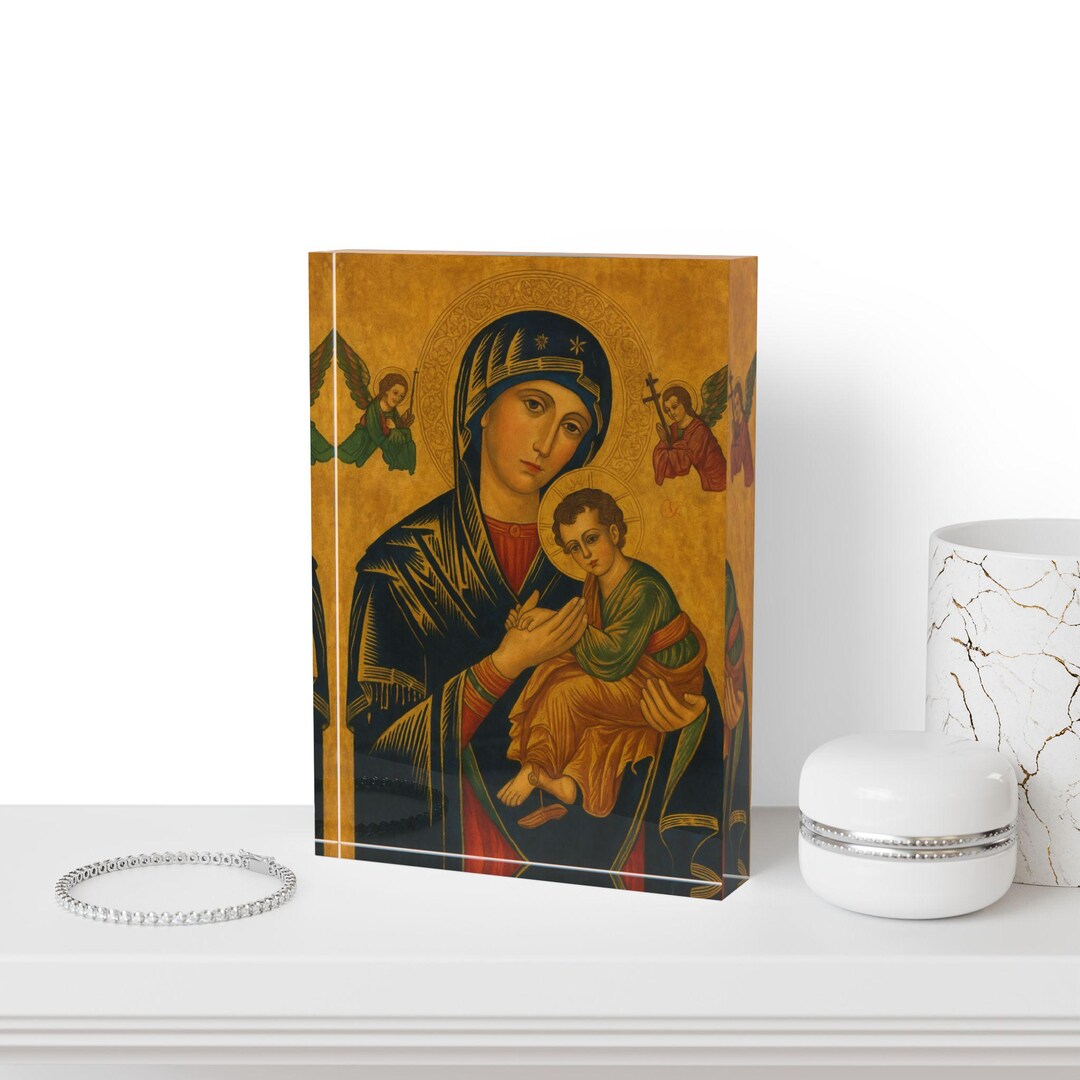 Our Lady of Perpetual Help Acrylic Photo Block: Catholic Desk Decor ...