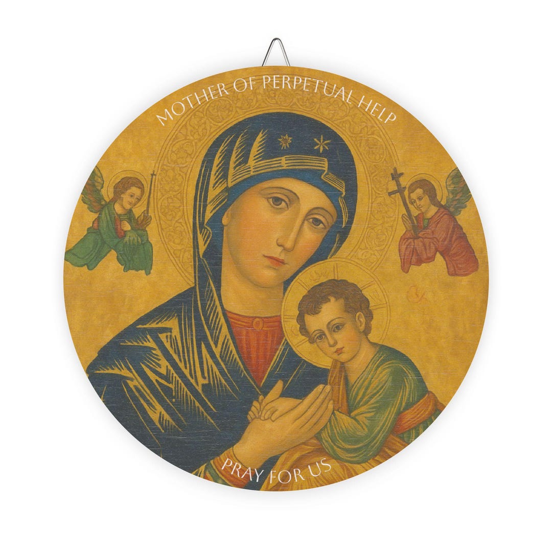 Mother of Perpetual Help Wood Sign | Rustic Baltic Birch Wall Art, Our ...