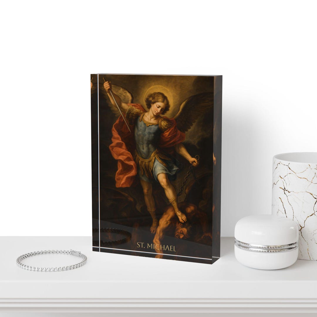 St. Michael the Archangel Acrylic Block: Catholic Desk Decor, Religious ...
