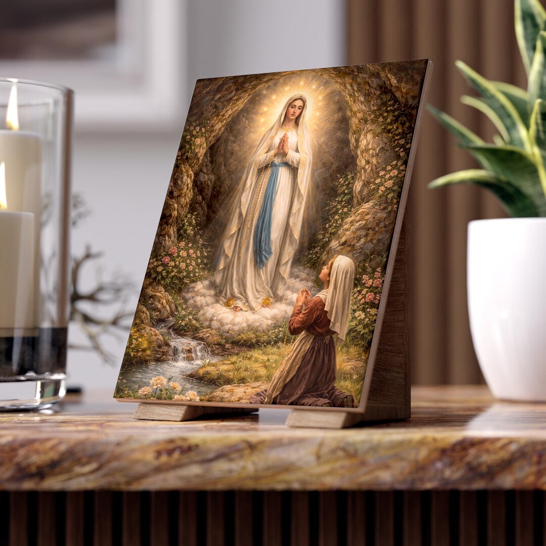 Our Lady of Lourdes Ceramic Tile | 6x8 Kiln-fired Catholic Wall Art ...