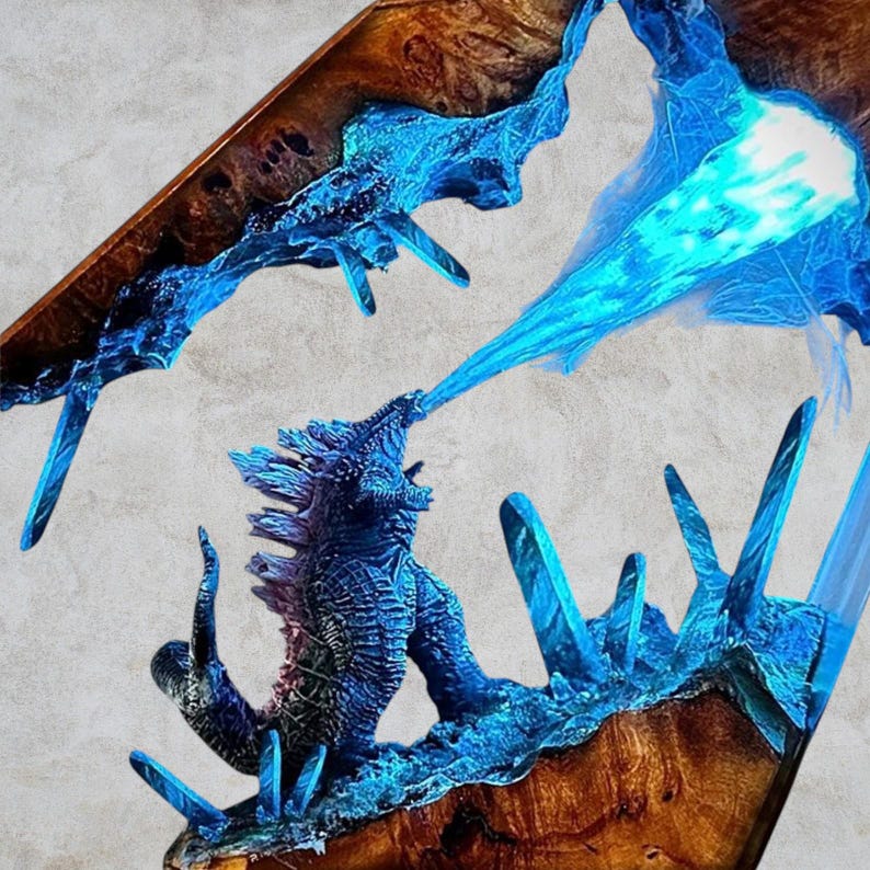 Handcrafted Resin Monster Lamp, Dragon Breath LED Night Light - Etsy