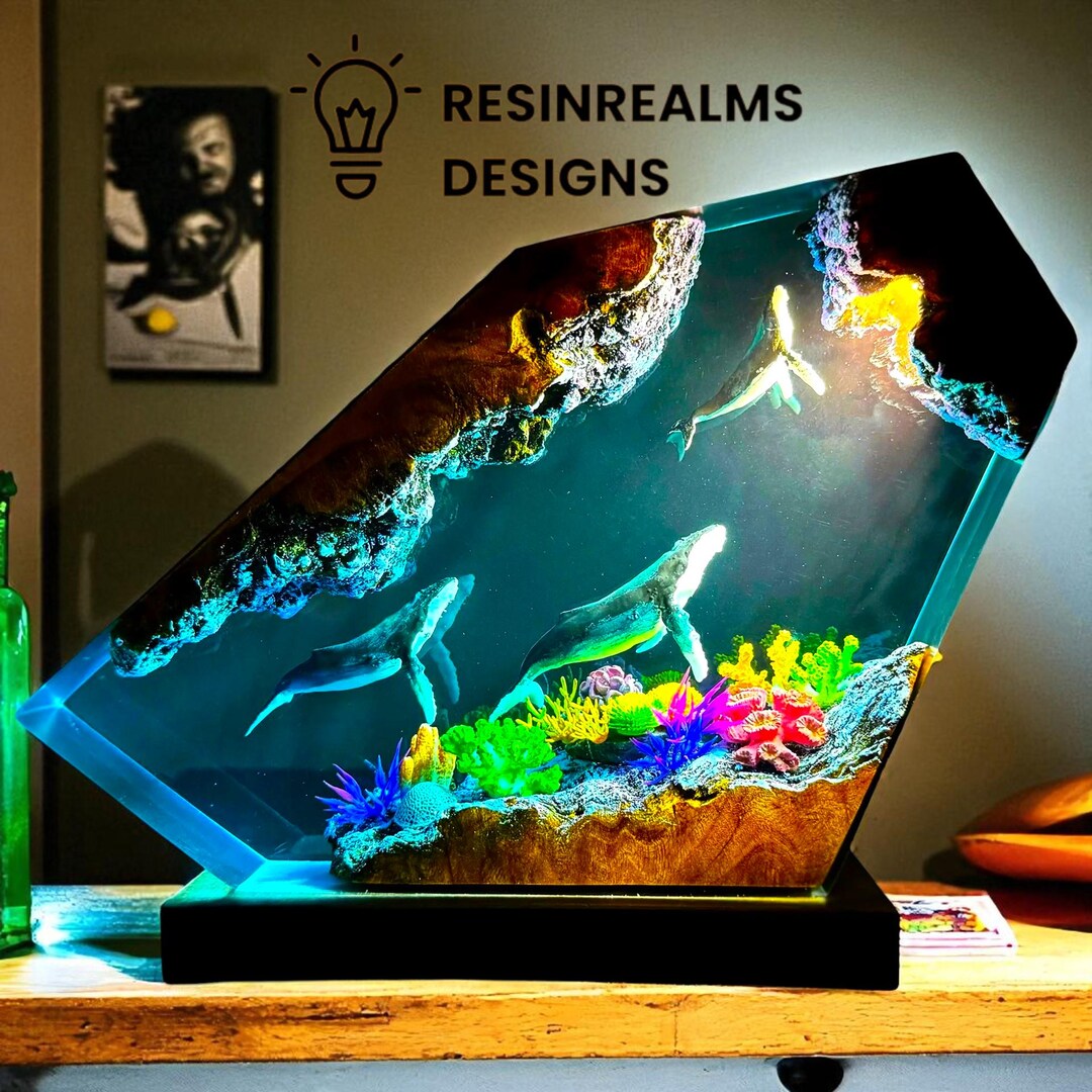 Handcrafted Resin Ocean Whale Lamp, LED Marine Art Light - Etsy