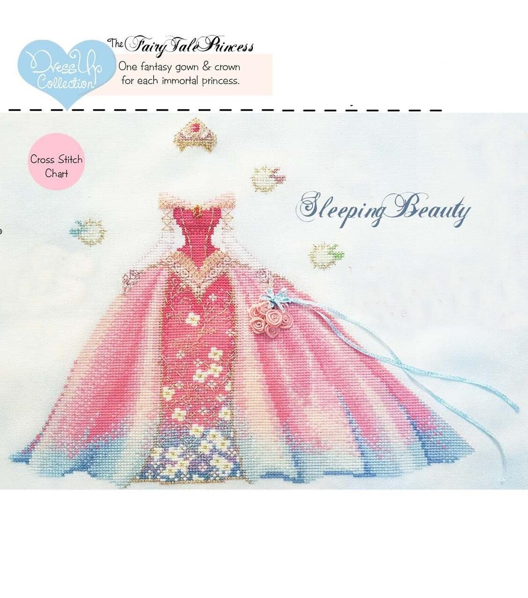 Cross Stitch PDF Sleeping Beauty Aurora Pink Dress up Fairy Tale ...